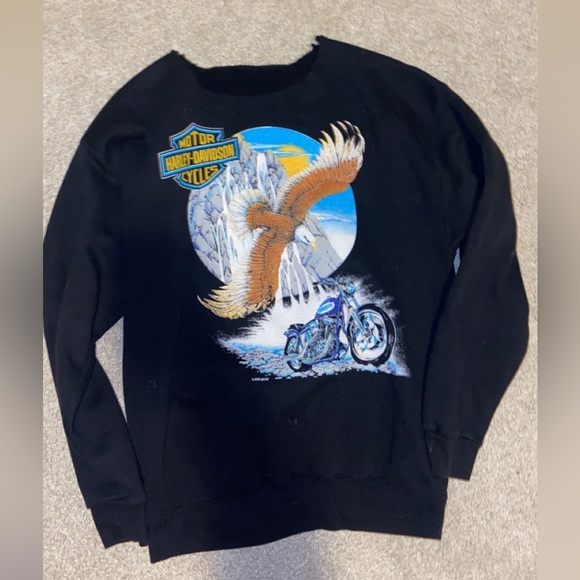 Harley-Davidson | Shirts | Vintage Black Harley Davidson Crew Neck ...